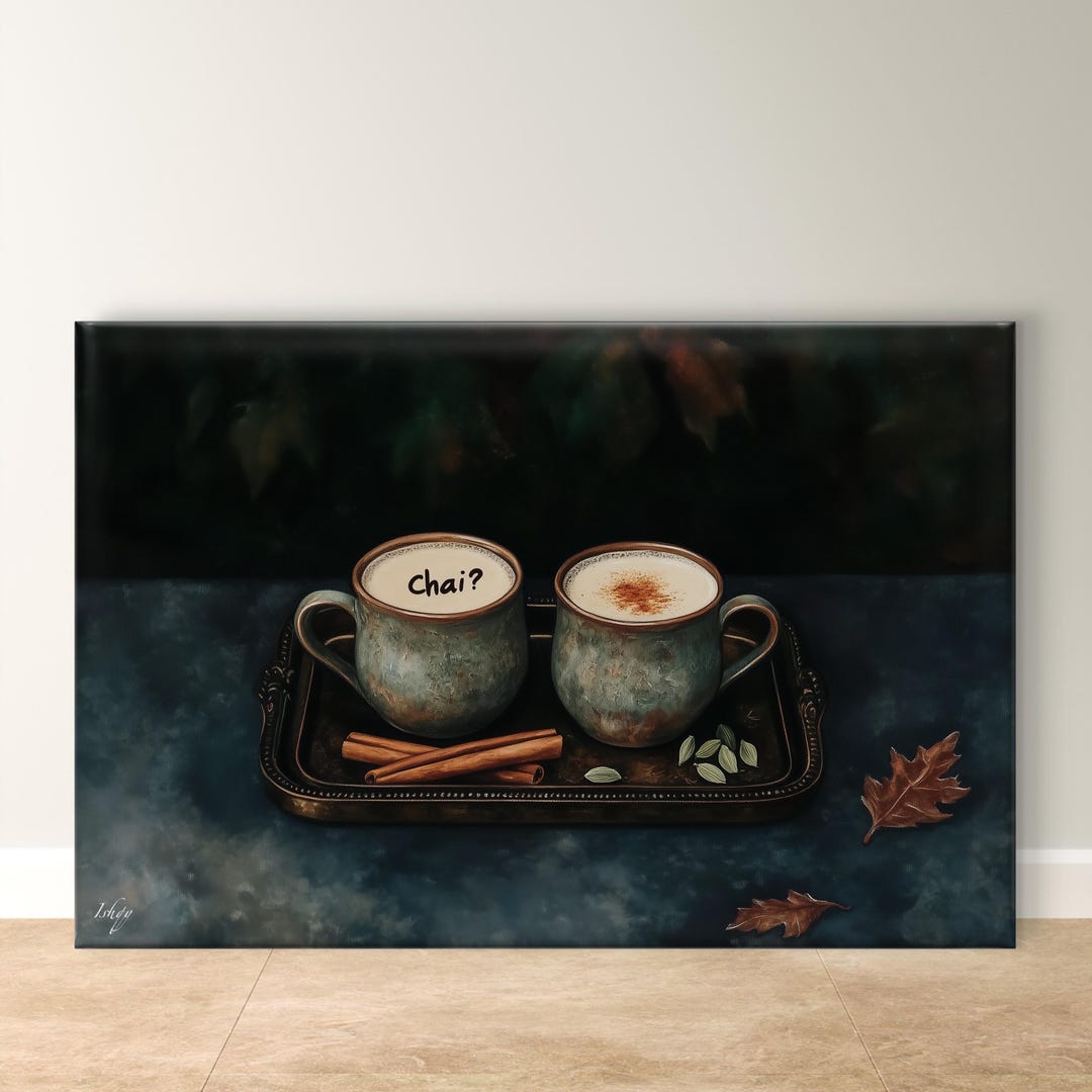 Chai Wall Art, Cozy Tea Time Canvas, Rustic Chai Decor, Warm Autumn ...