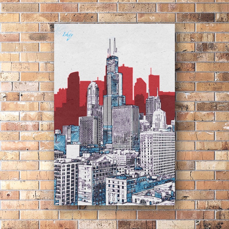 Chicago Skyline Digital Download Printable Wall Art - Etsy