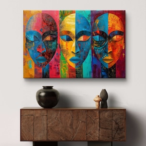 Maasai Wall Art, African Canvas - Tribal Decor, Framed Cultural Art ...