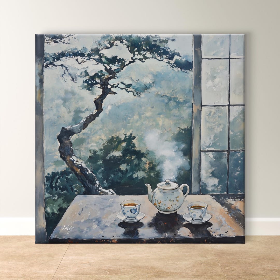 Serene Tea Time Wall Art - Japanese Inspired Decor, Tranquil Morning ...