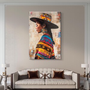 Salvadorian Woman Art, Nahua Pipil Wall Art - Framed Canvas, El ...