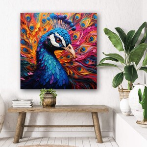 Colorful Peacock Painting Acrylic Art Peacock Feathers - Etsy