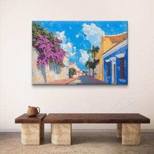 Cartagena Wall Art, Colonial Street Scene Vibrant Travel Print, Framed ...