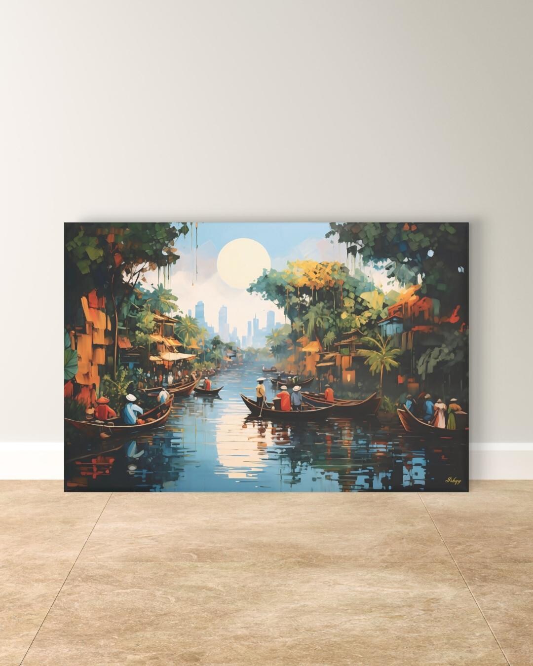 Mekong River Wall Art, Vietnam Floating Market Canvas Print, Southeast ...