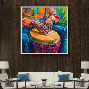 Garifuna Belize Painting Print on Framed Canvas Vibrant Cultural Art ...