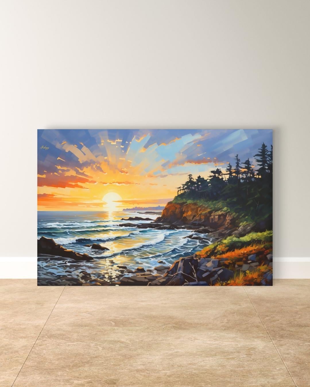 Oregon Coast Sunset Art - Vibrant Coastal Wall Decor, Scenic Seascape ...