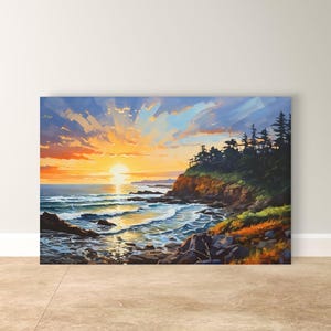Oregon Coast Sunset Art - Vibrant Coastal Wall Decor, Scenic Seascape ...