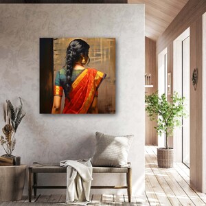 Indian Wall Art, Marathi Woman Oil Painting Print on Canvas, Indian Art ...