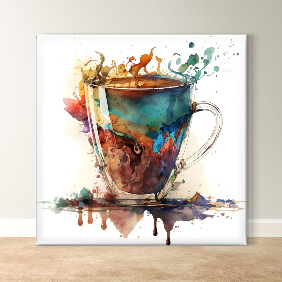 Coffee Art Print, Vibrant Splash Wall Decor - Modern Kitchen Artwork ...