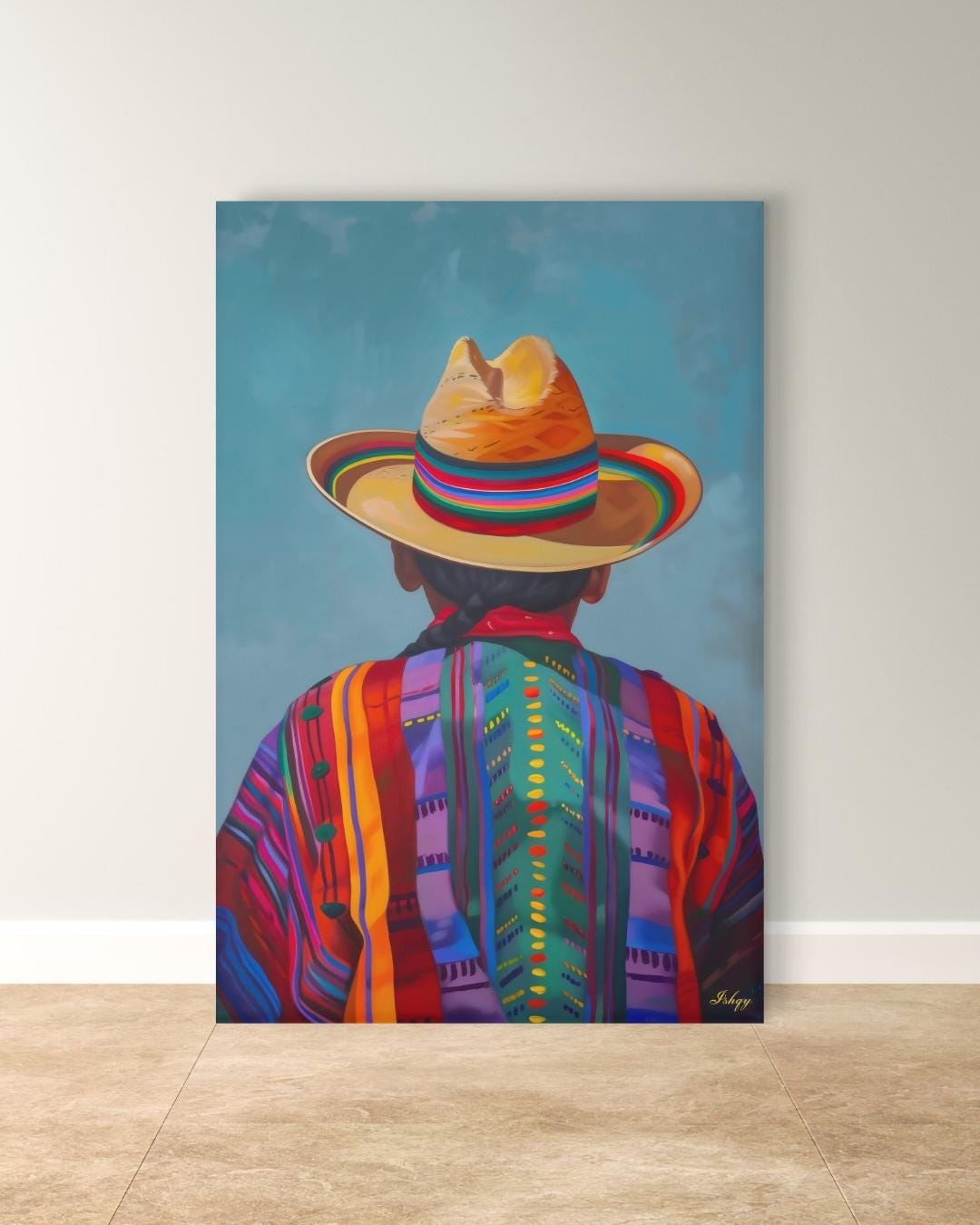 Huaso De Chile Back View Portrait Wall Art Print, Andean Poncho ...