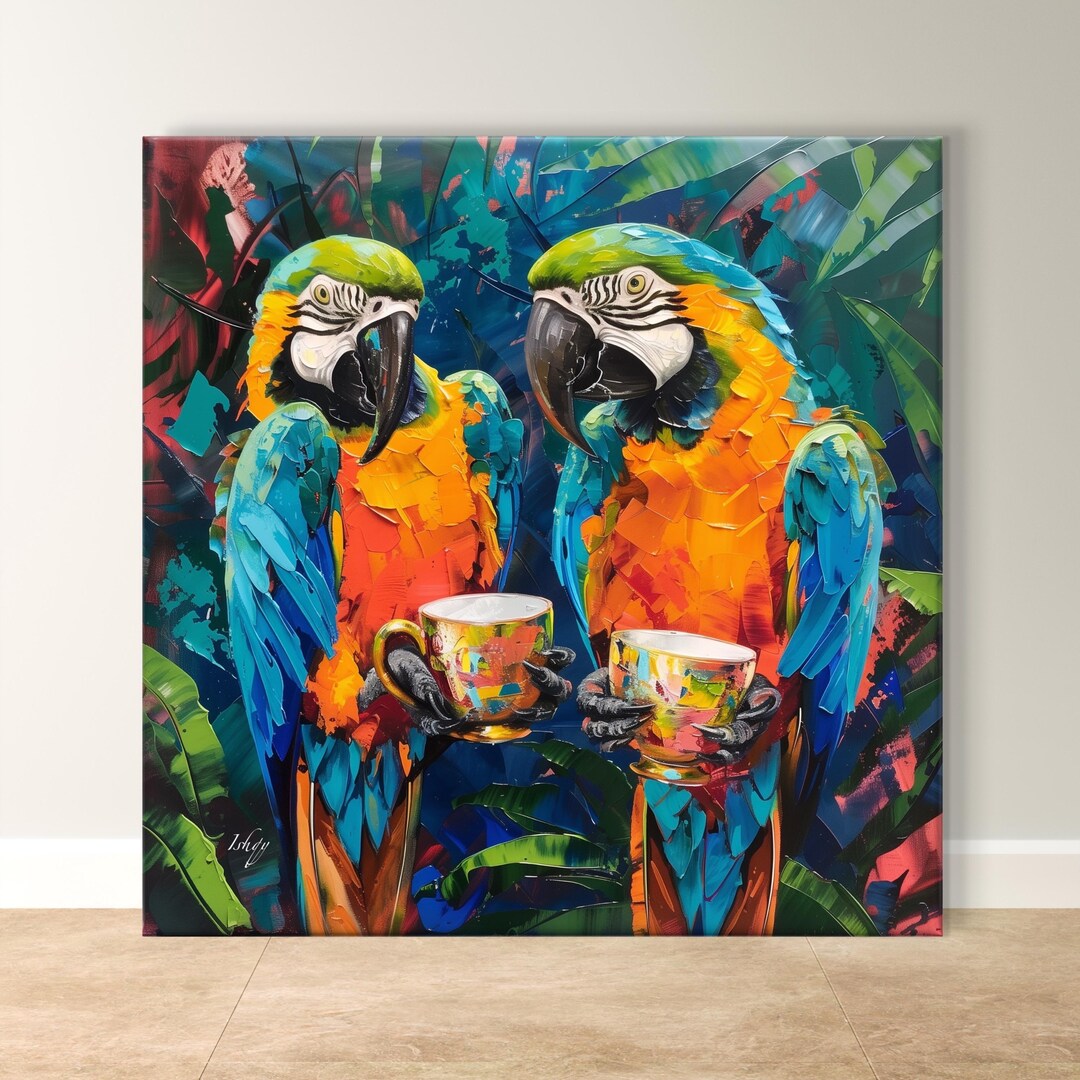 Funky Bird Art, Quirky Wall Art - Framed Canvas, Colorful Home Decor ...