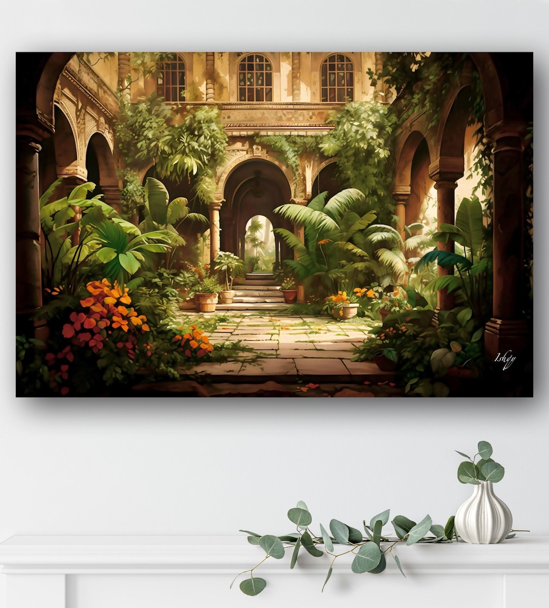 The Haveli Series Zafar Bagh Indian Haveli Canvas Print Green Bedroom ...