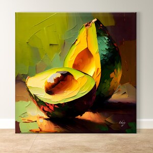 Avocado Painting Art, Kitchen Wall Art Framed Canvas, Food Art Print ...