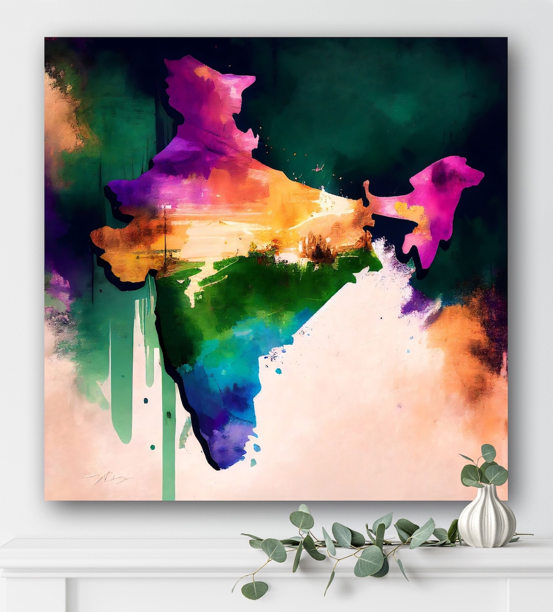 India Map Print Indian Wall Art Modern Indian Art Prints Canvas Wall ...
