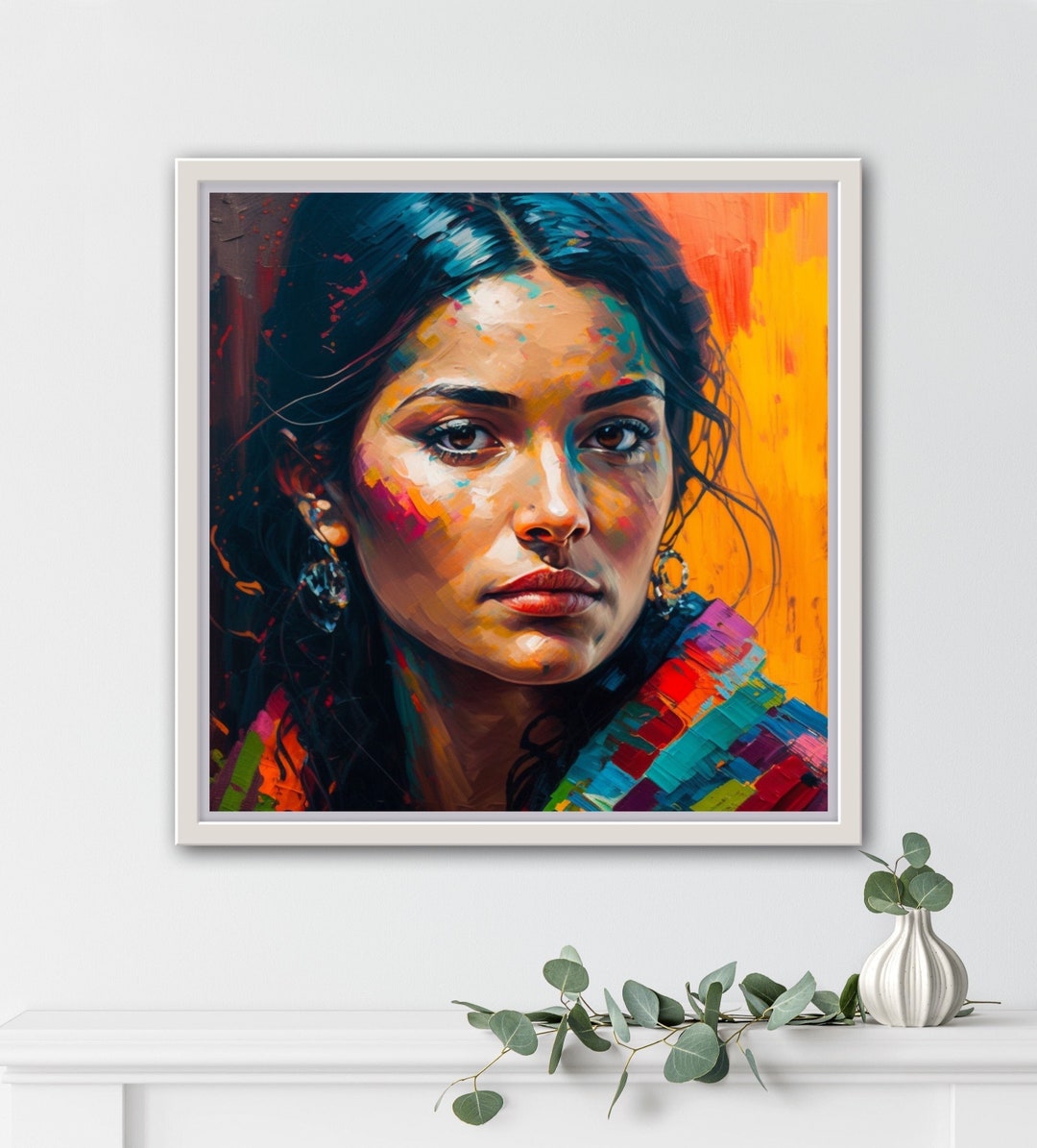 Mexican Woman Abstract Oil Painting Canvas Wall Art Gift for Her ...