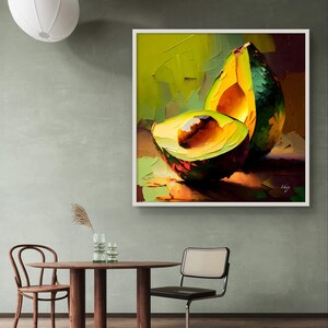 Avocado Painting Art, Kitchen Wall Art - Framed Canvas, Food Art Print ...