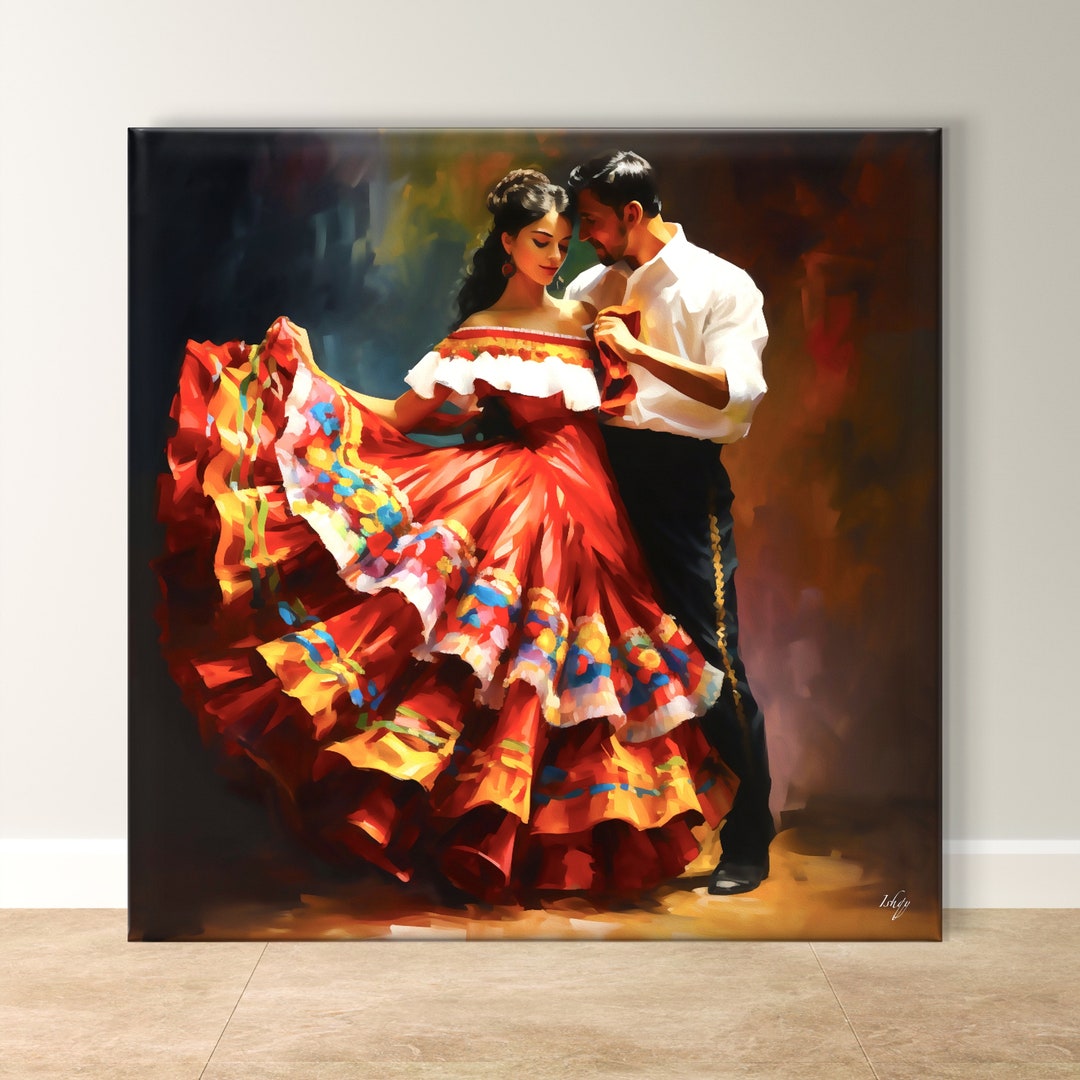 Mexican Dance Wall Art - Folklorico Painting Print, Vibrant Latin Decor ...