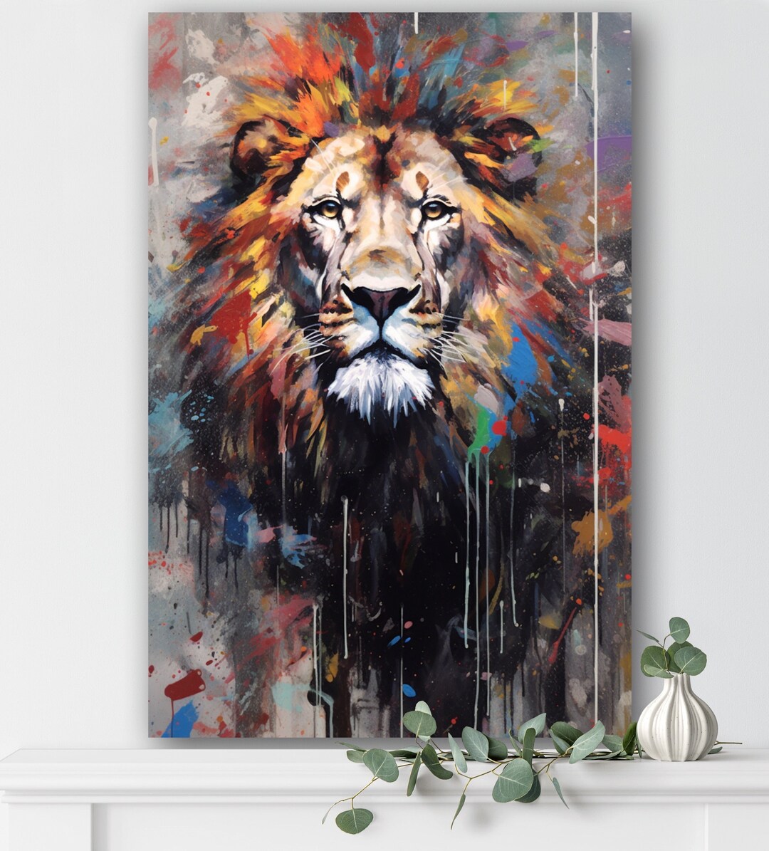 Lion Wall Art Abstract Lion Head Painting Canvas Prints Lion Home Decor ...