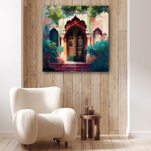 Indian Decor Indian Wall Art Haveli Art Canvas Wall Art Asian Door Art ...