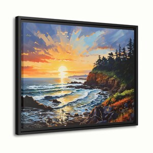 Oregon Coast Sunset Art - Vibrant Coastal Wall Decor, Scenic Seascape ...