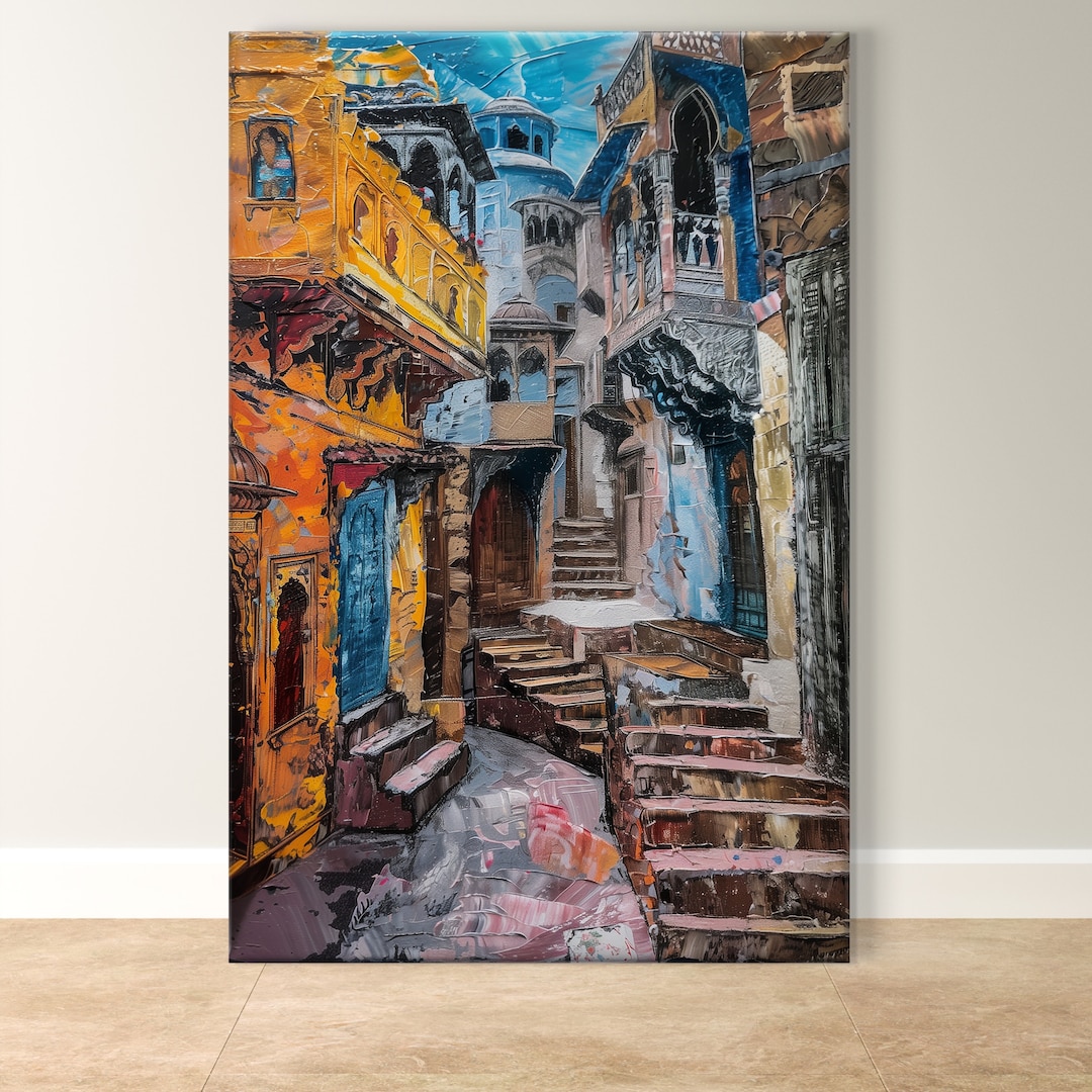 Jodhpur City Art, Framed Indian Decor, Blue City Wall Art, Colorful ...