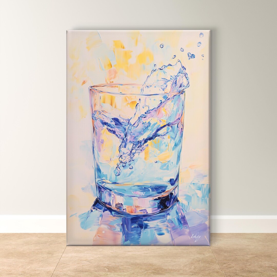Water Splash Painting Modern Glass Art, Refreshing Wall Decor ...