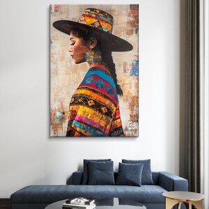 Salvadorian Woman Art, Nahua Pipil Wall Art - Framed Canvas, El ...