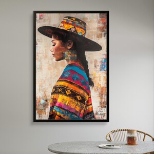 Salvadorian Woman Art, Nahua Pipil Wall Art - Framed Canvas, El ...