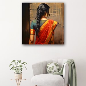 Indian Wall Art, Marathi Woman Oil Painting Print on Canvas, Indian Art ...