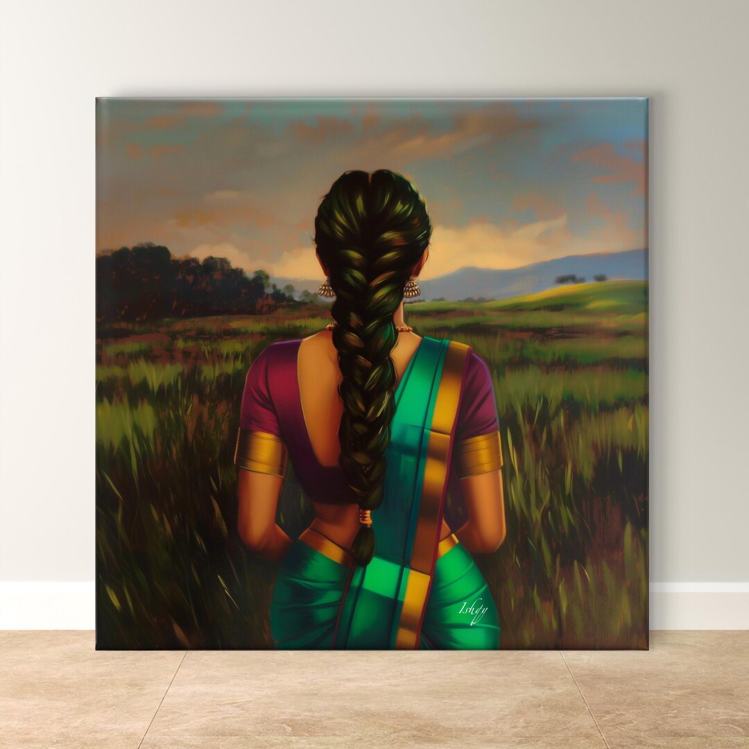 Marathi Woman Art, Pune Decor Gift - Indian Saree Print, Traditional ...