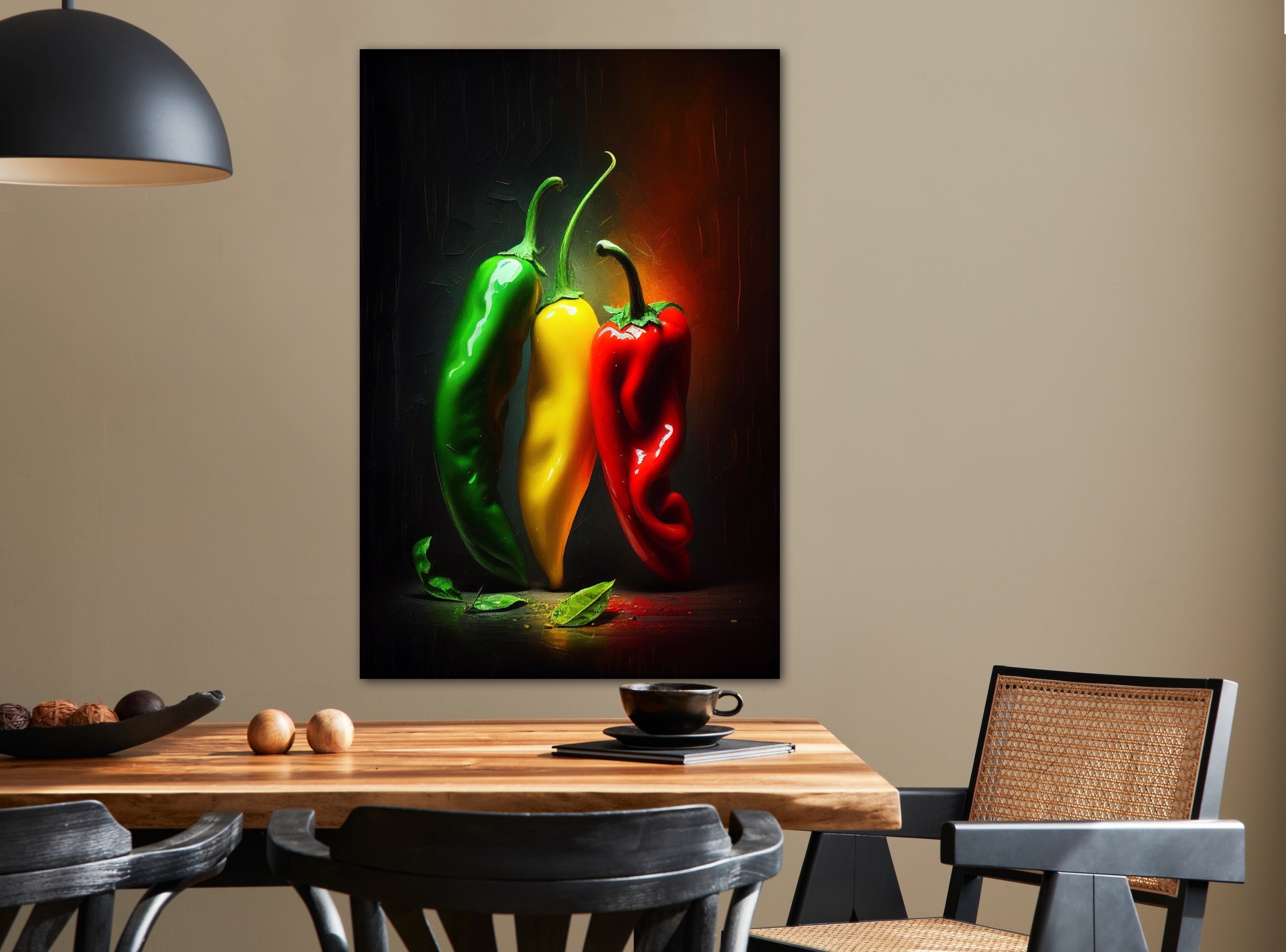 Chilis Painting Chili Peppers Wall Art Kitchen Wall Art - Etsy