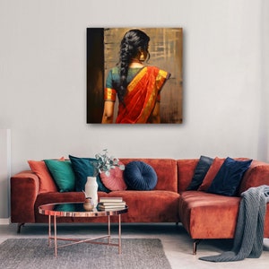 Indian Wall Art, Marathi Woman Oil Painting Print on Canvas, Indian Art ...