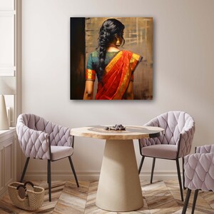 Indian Wall Art, Marathi Woman Oil Painting Print on Canvas, Indian Art ...