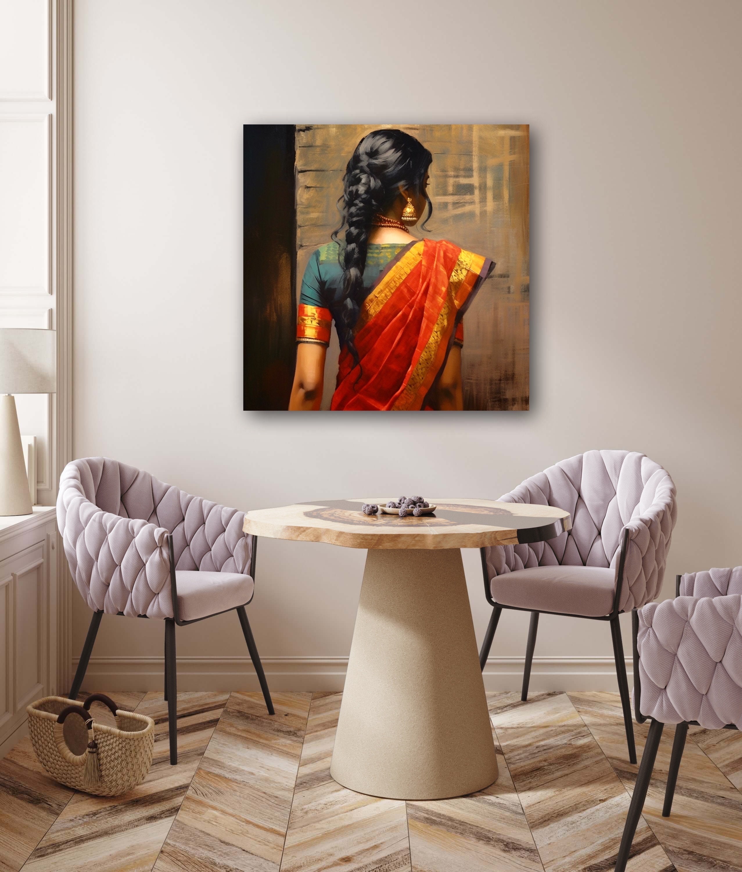Indian Wall Art Marathi Woman Oil Painting Indian Art - Etsy