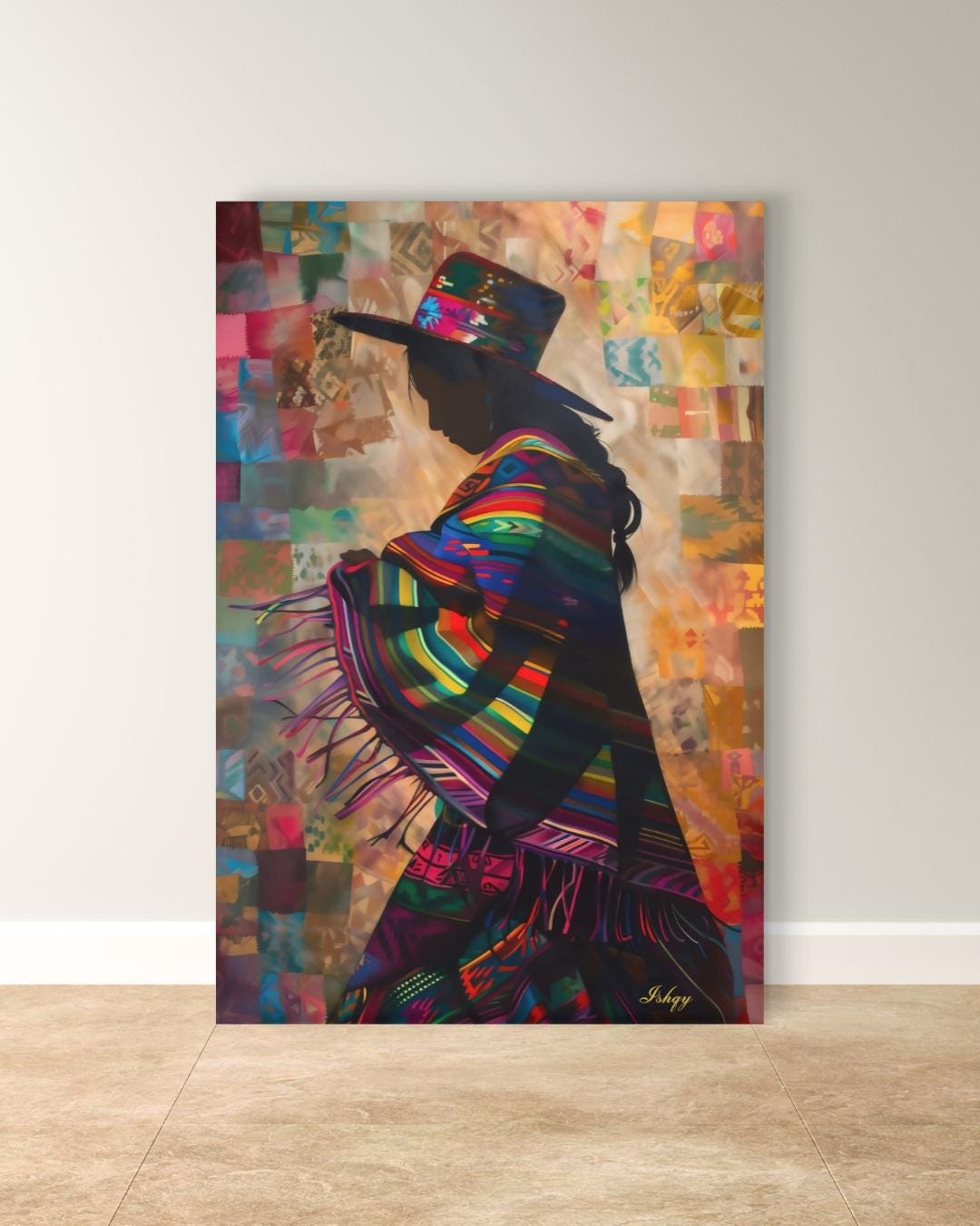 Peruvian Wall Art, Andean Woman Portrait Canvas Print, Colorful Textile ...