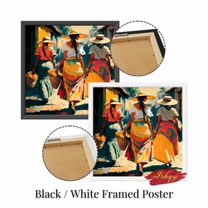 Colombian Women Wall Art - Vibrant Ethnic Print, Framed Canvas, Modern ...