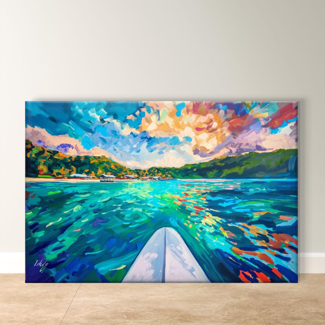 Roatan Wall Art, Paddle Boarding Print, Framed Beach Decor, Tropical ...