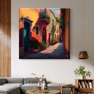 Mexican Street Art, Rustic Alleyway Decor, Vibrant Village Print ...