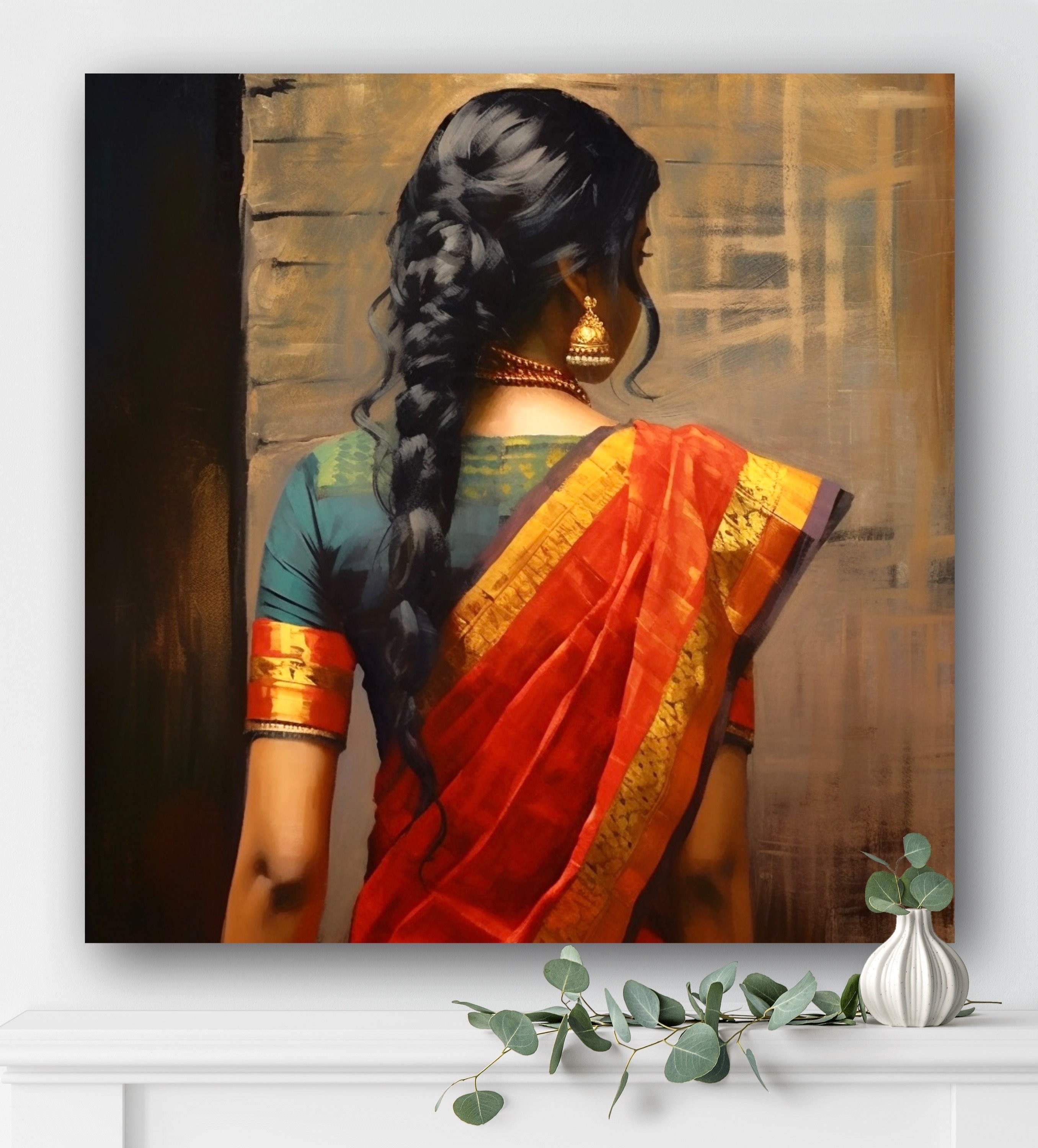 Indian Wall Art Marathi Woman Oil Painting Indian Art - Etsy