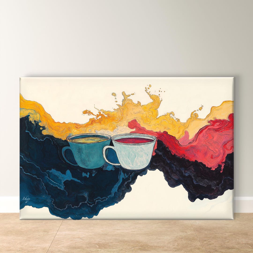 Abstract Coffee Art, Colorful Coffee Decor Coffee Lovers Wall Print ...