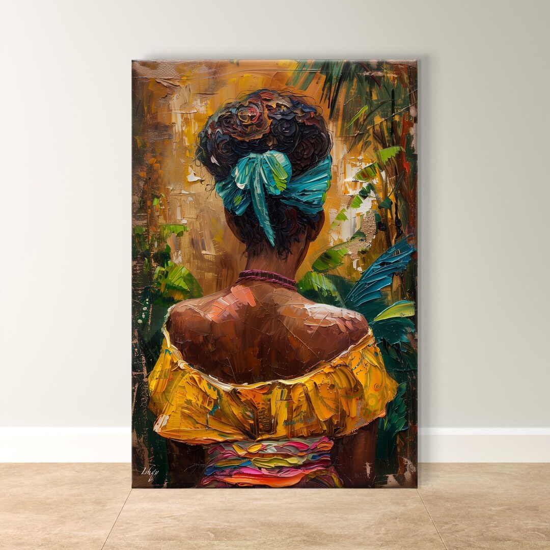 Afro Caribbean Art, Afro Woman Wall Art, Framed Decor, Colorful ...