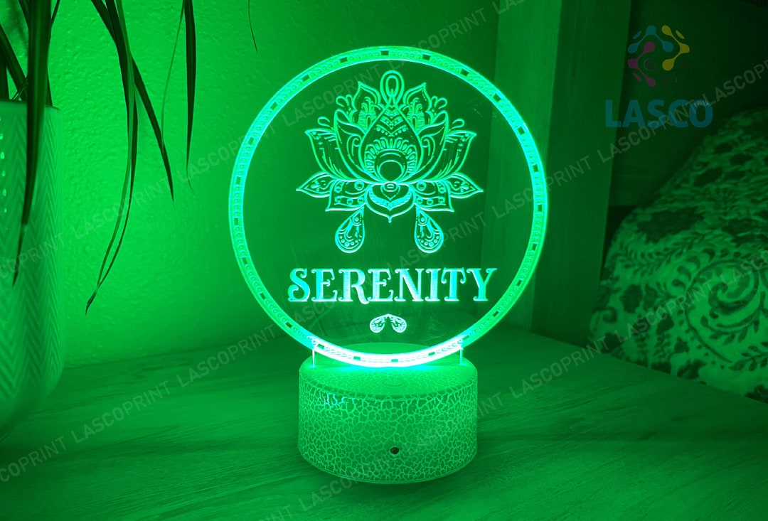 Serenity Acrylic Night Light Laser Engraved Home Decor | Perfect for ...