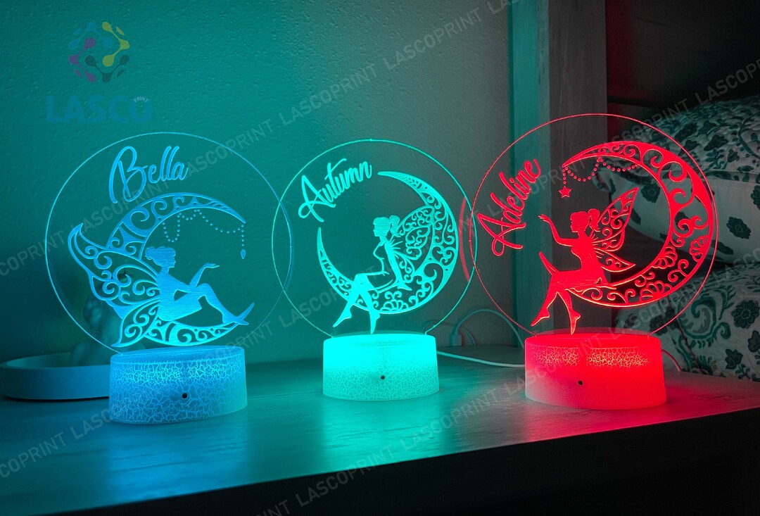 Fairy Kids Personalized Acrylic Night Light | Perfect Birthday Gift for ...