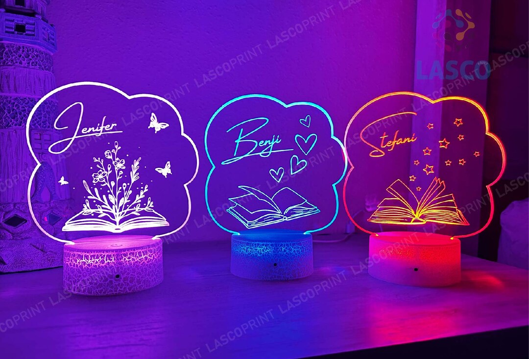 Kids Personalized Acrylic Night Light Laser Kids Books | Perfect ...