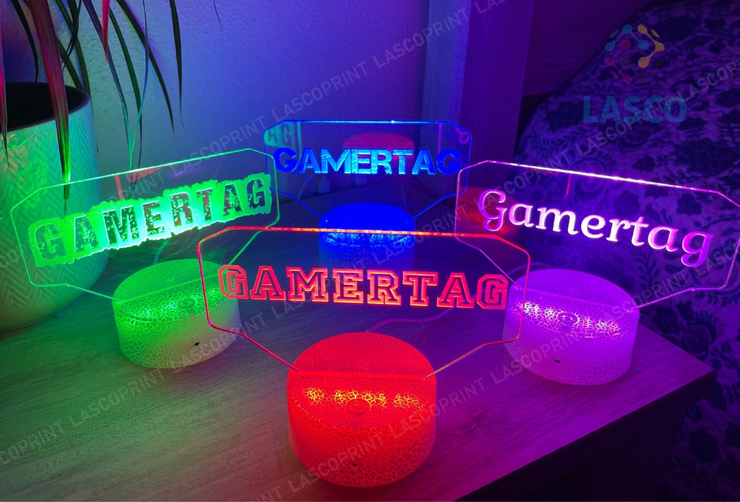 Gamers Gamertag Personalized Acrylic Night Light Laser Engraved ...