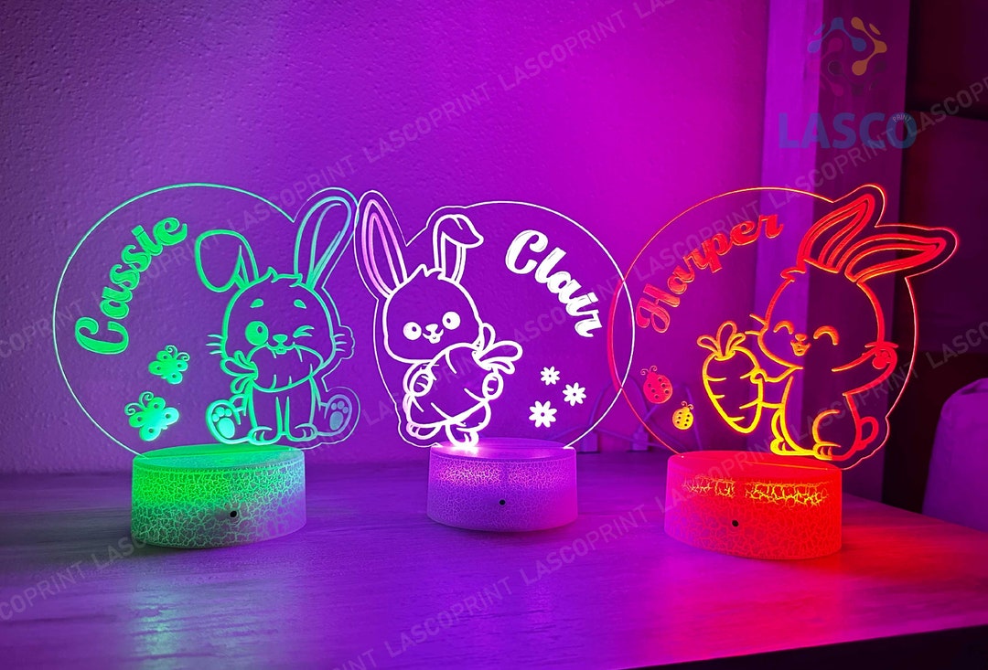 Kids Personalized Acrylic Night Light Laser Kids Bunny | Perfect ...