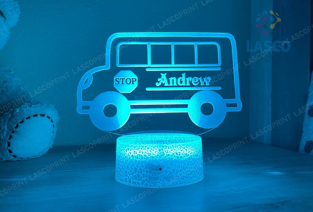 Kids Personalized Acrylic Night Light School Bus Laser Kids | Perfect ...