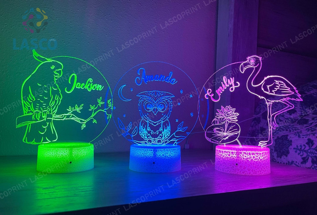 Kids Personalized Acrylic Night Light Laser Kids Birds | Perfect ...