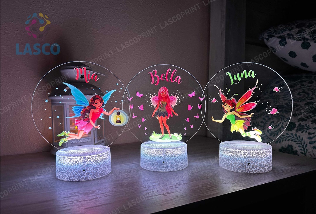 Kids Custom Colorful Acrylic Night Light Fairy for Kids | Birthday Gift ...
