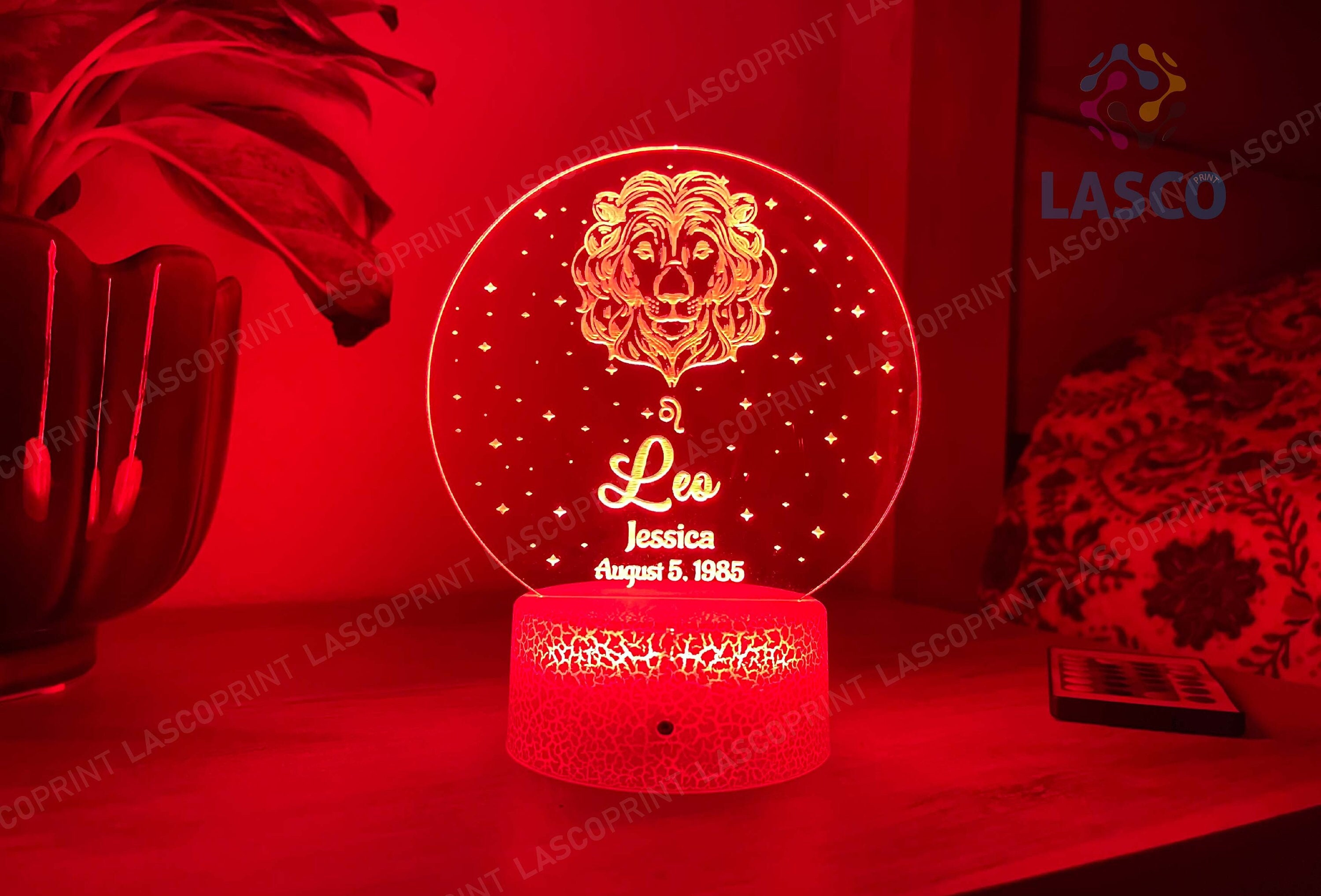 Leo Zodiac Sign Personalized Acrylic Night Light Perfect - Etsy